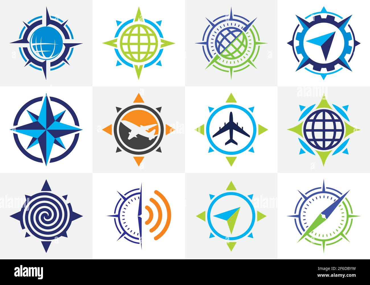 Compass Logo Vector Icon set, Modern Navigation Sign Symbol Stock ...