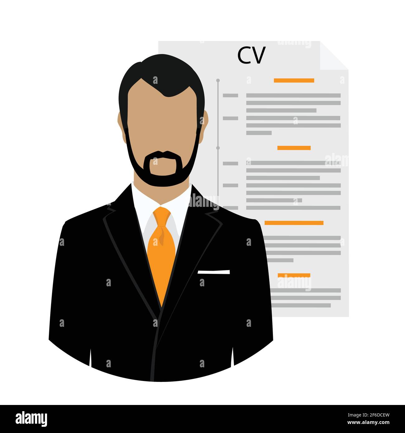 Vector illustration businessman man character with CV or resume ...