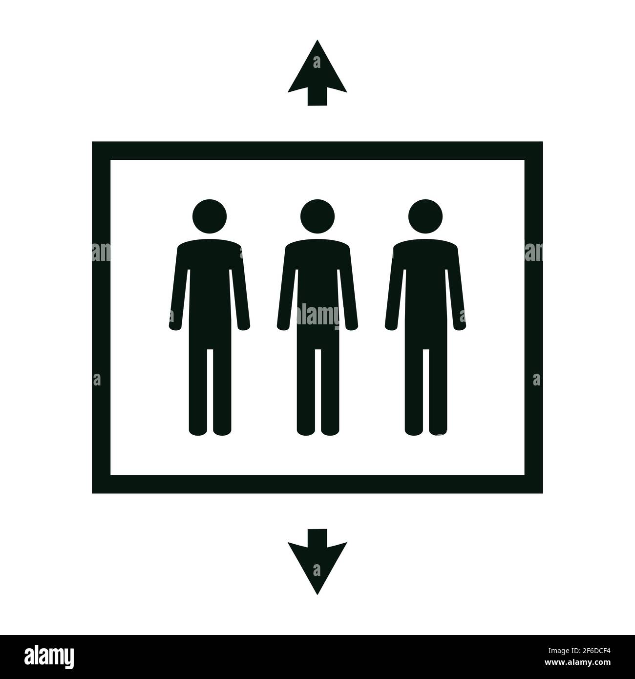 Lift or elevator symbol on white background. Information warning sign ...
