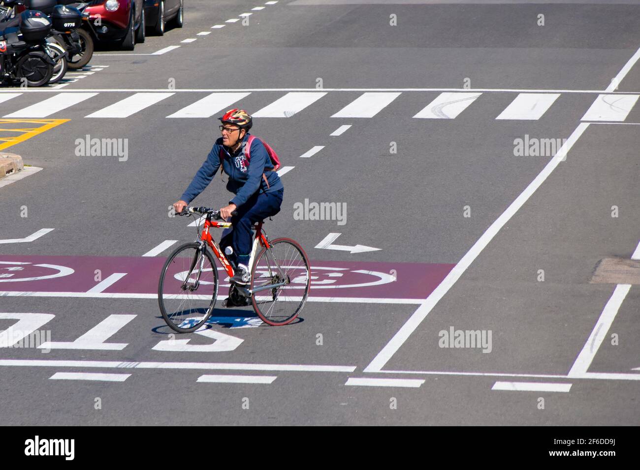 one, man, cyclist, biker, riding, moving, action, senior, adult, helmet ...