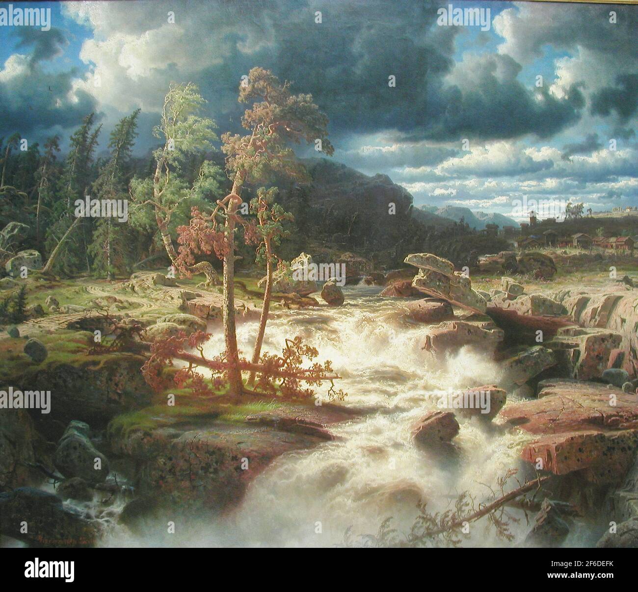 Marcus Larson - Waterfall Sm Land 1856 Stock Photo - Alamy