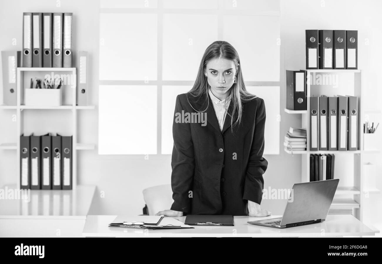 Smart office worker. Confident business woman. Lady boss. Woman formal ...