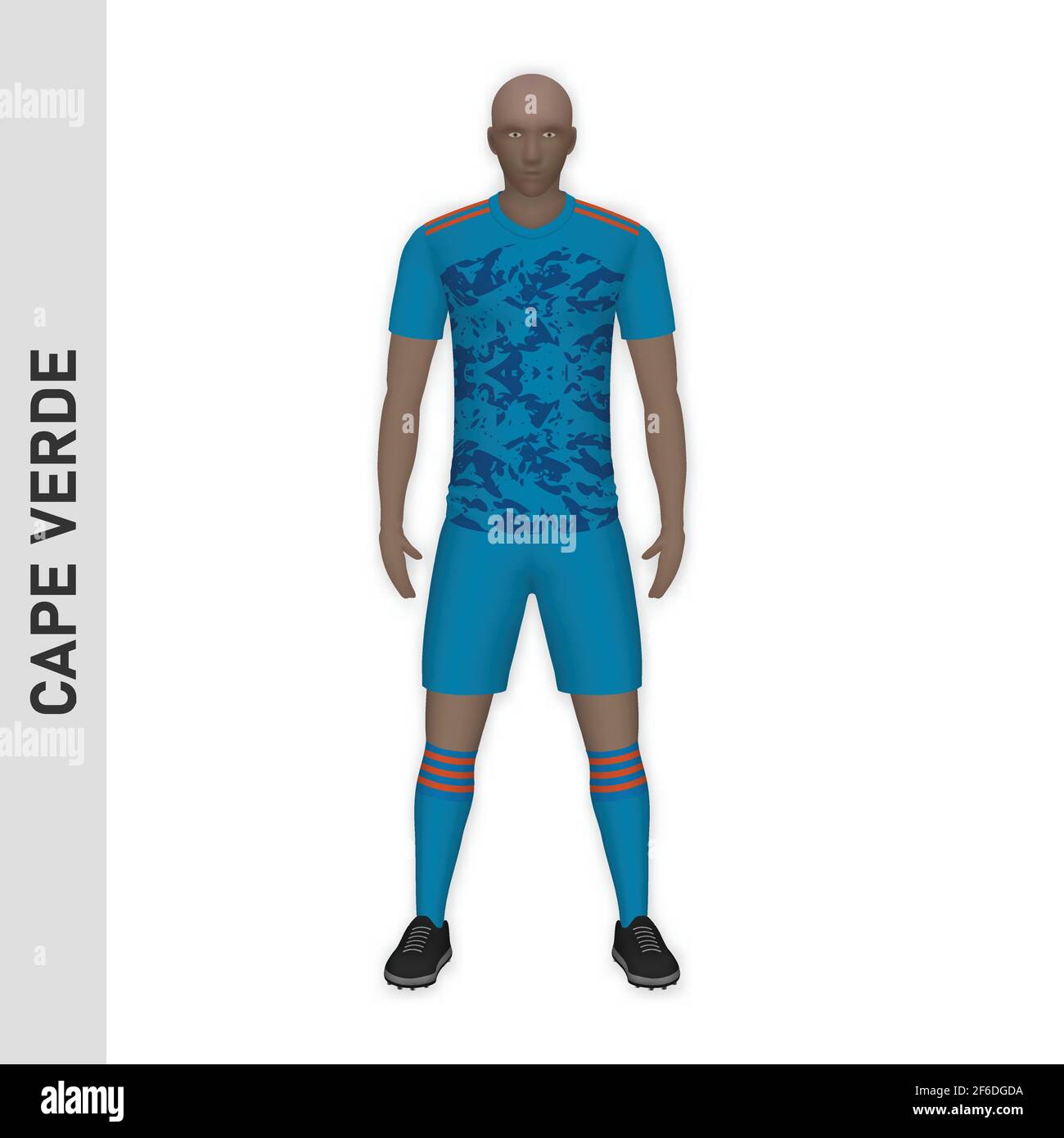 3D realistic soccer player mockup. Cape Verde Football Team Kit ...