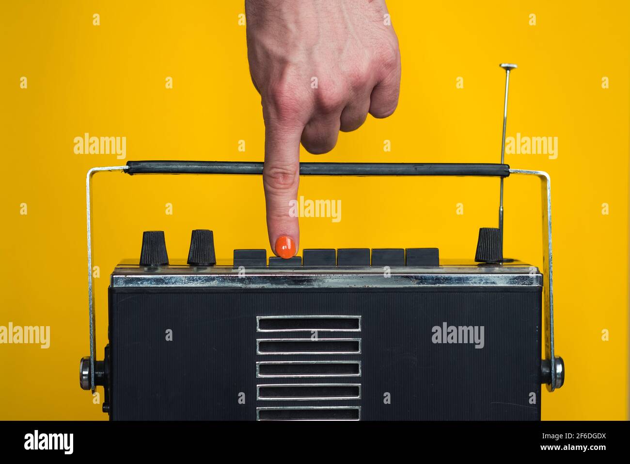 Finger push the button Stock Photo - Alamy