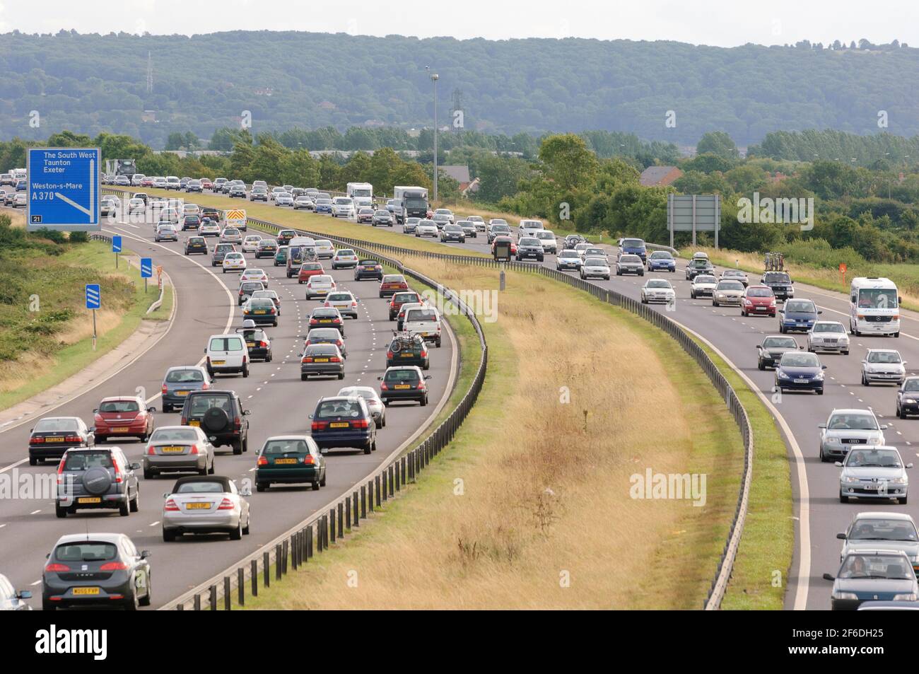 Heavy traffic on the M5 at the junction 21, near Weston Super Mare. M5 ...