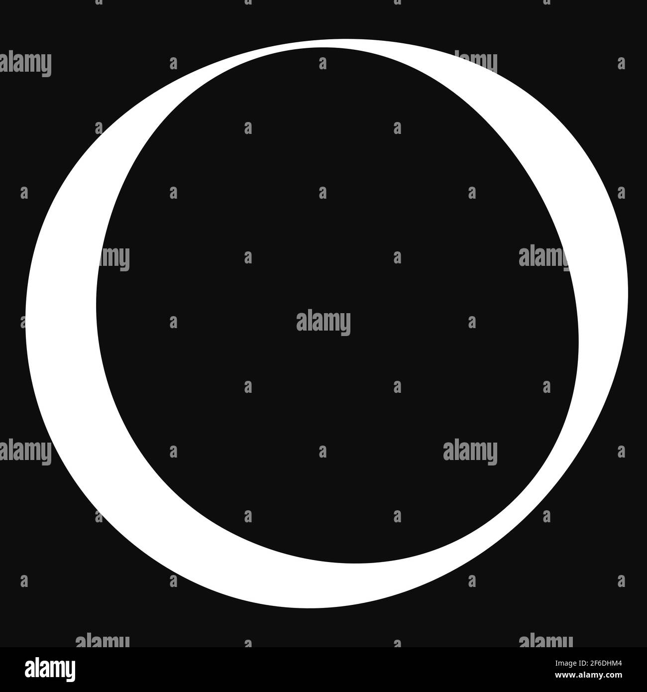 Irregular circle contour on black. Simple circlet, ring design element ...