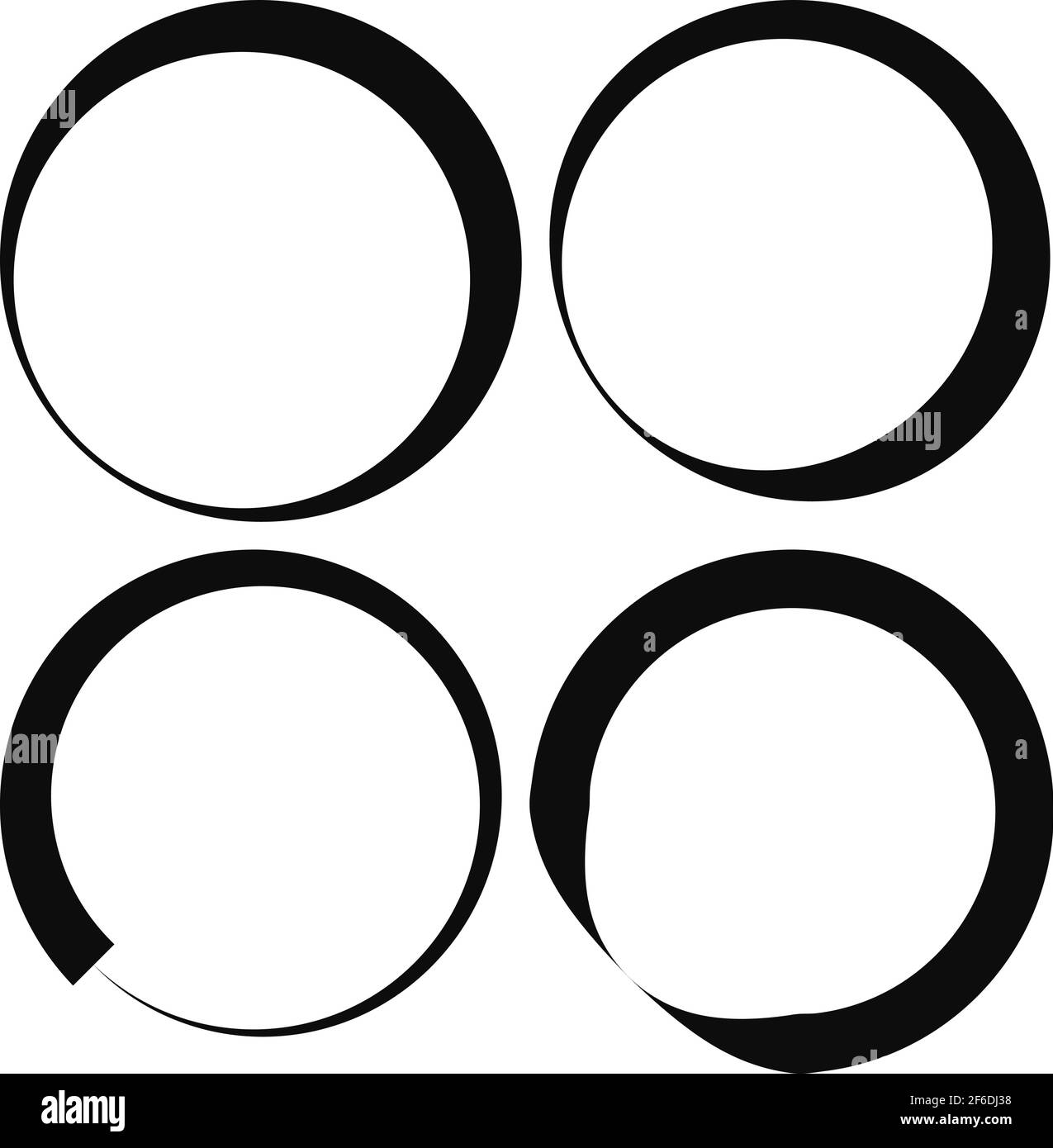 Irregular circle contour on black. Simple circlet, ring design element ...