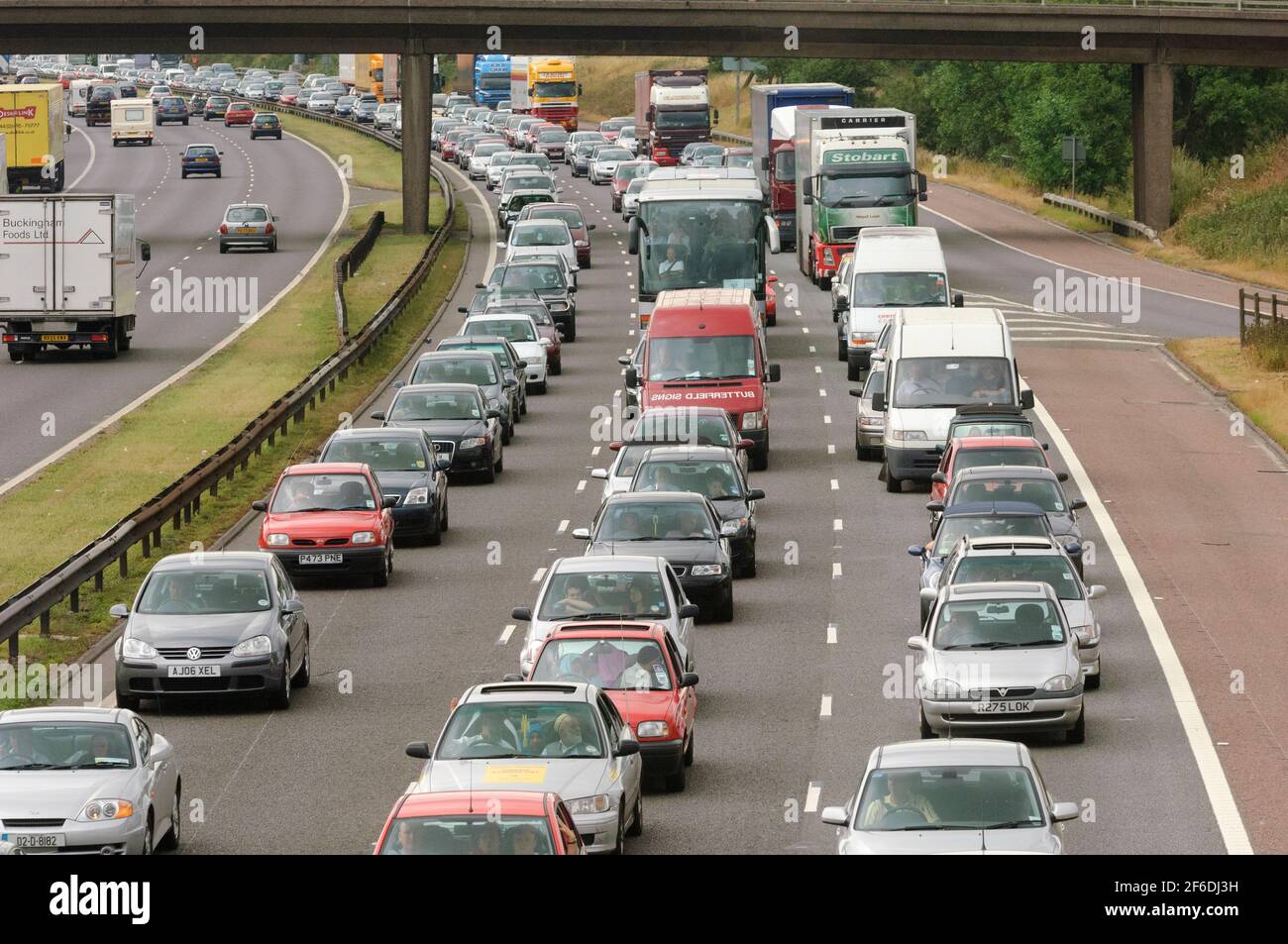 Traffic at a standstill, M6 motorway between Junction 16/17 near ...