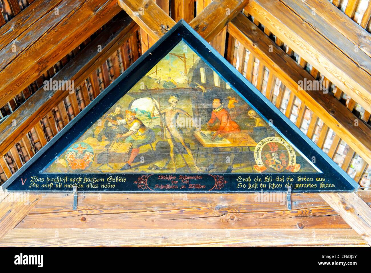 Paintings in Spreuer Bridge, Spreuerbrücke at Kasernenplatz in Lucerne ...