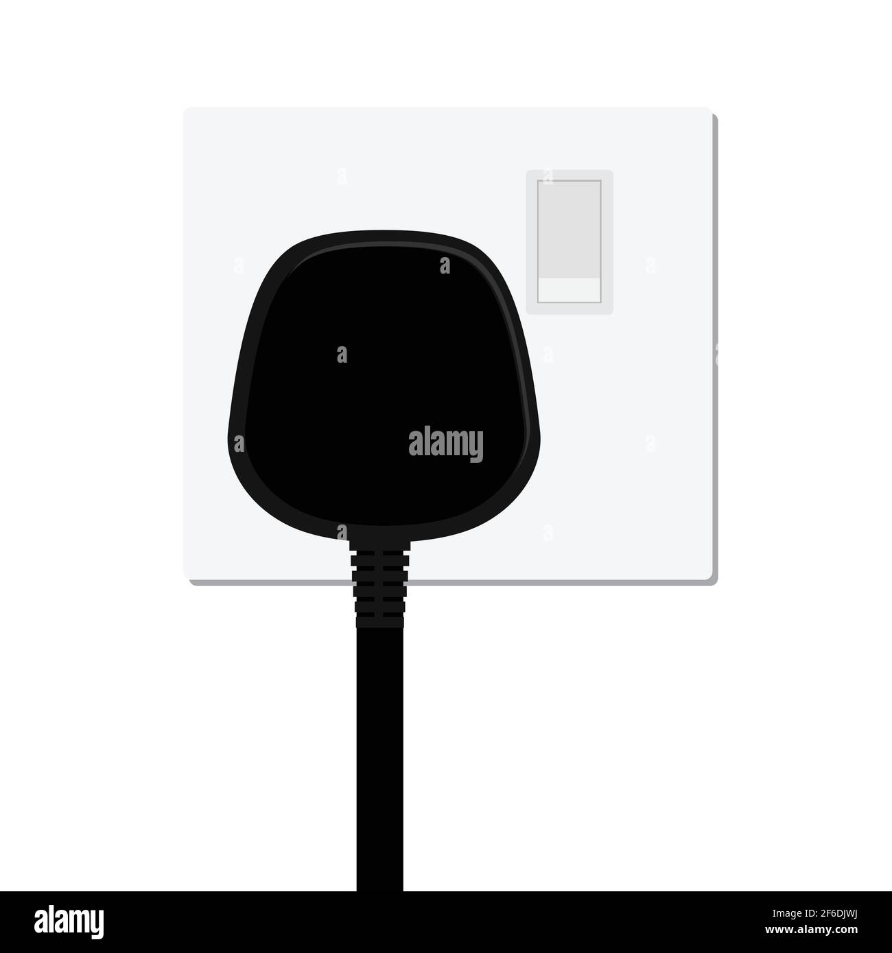 Realistic black plug inserted in electrical outlet power socket ...
