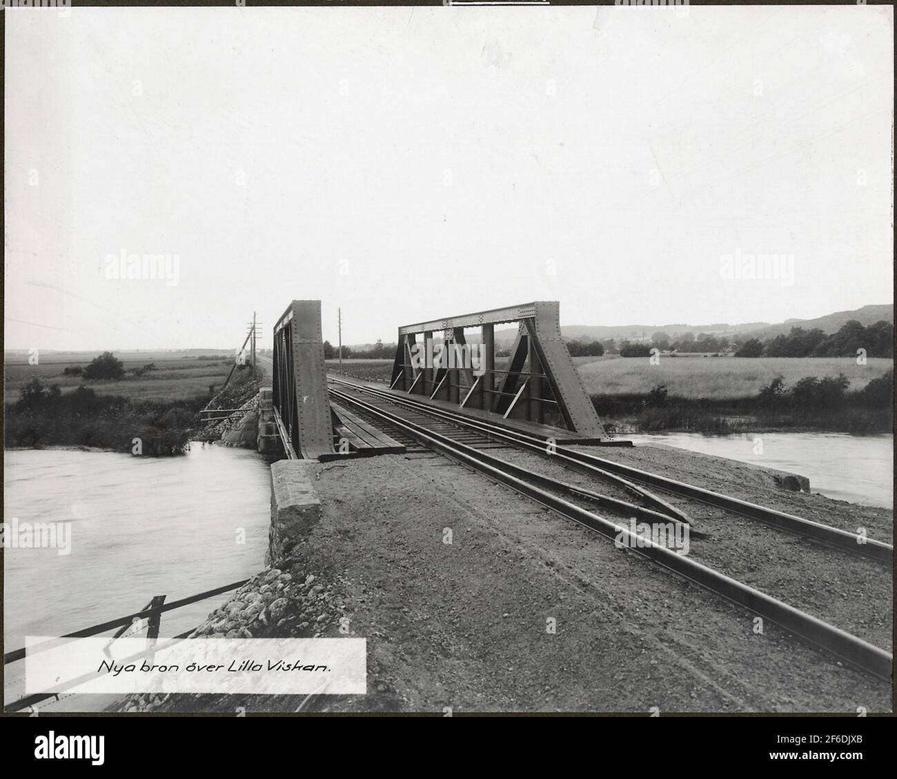Railway bridge over small whisper on the line between Åloster and Värö ...