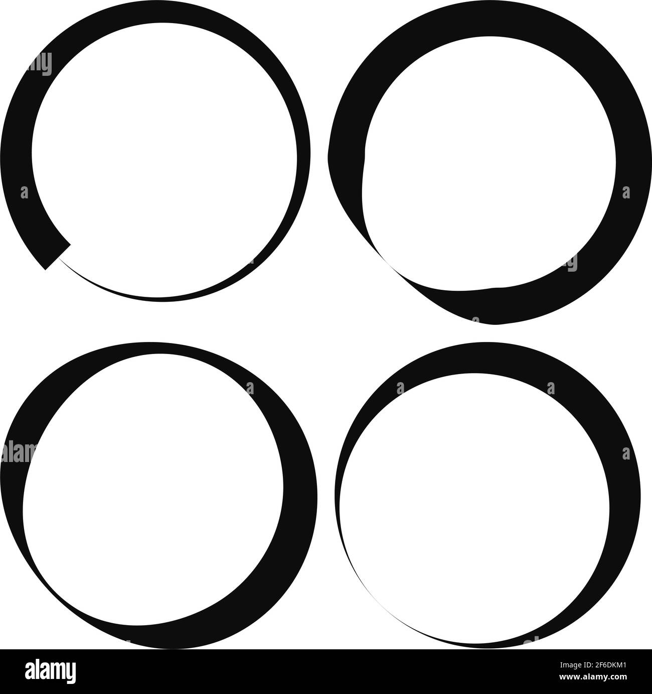 Irregular circle contour on black. Simple circlet, ring design element ...