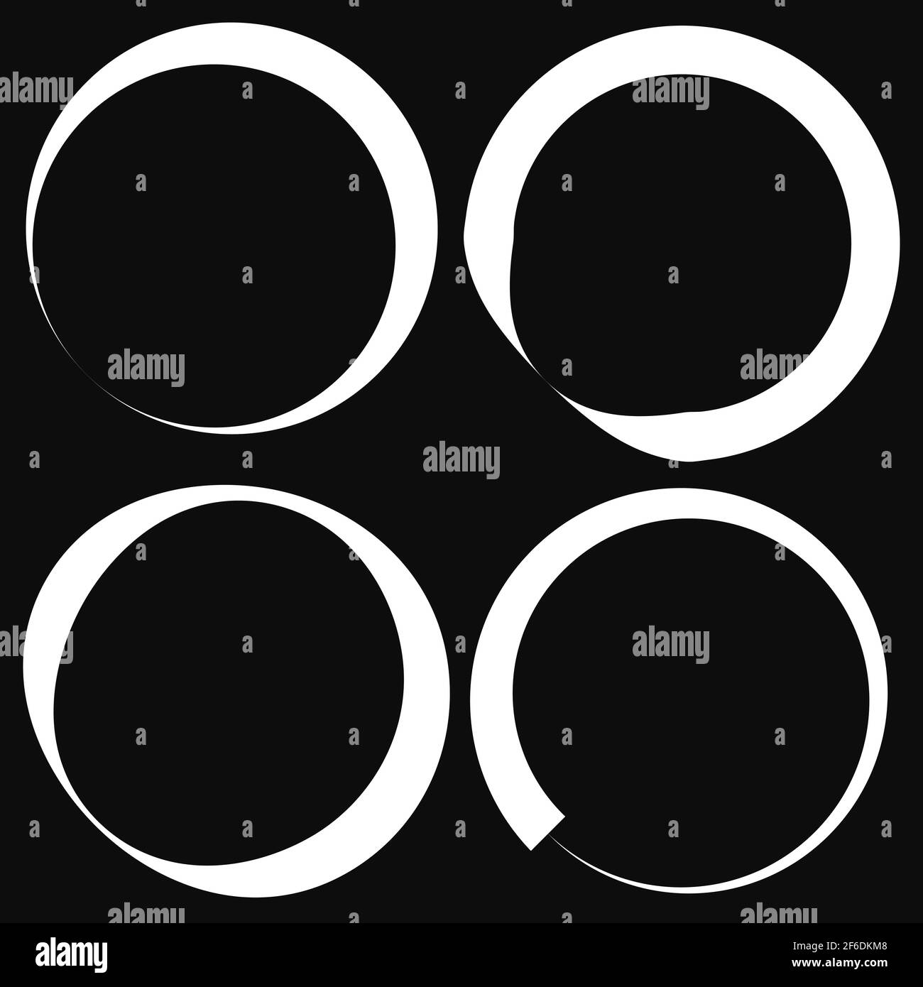 Irregular circle contour on black. Simple circlet, ring design element ...