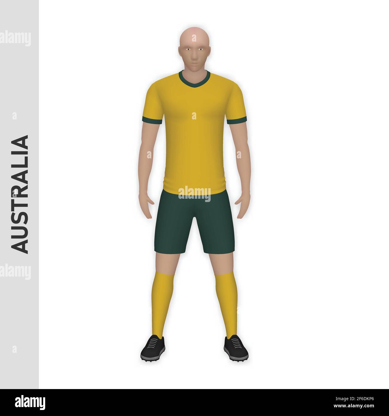 3D realistic soccer player mockup. Australia Football Team Kit template ...
