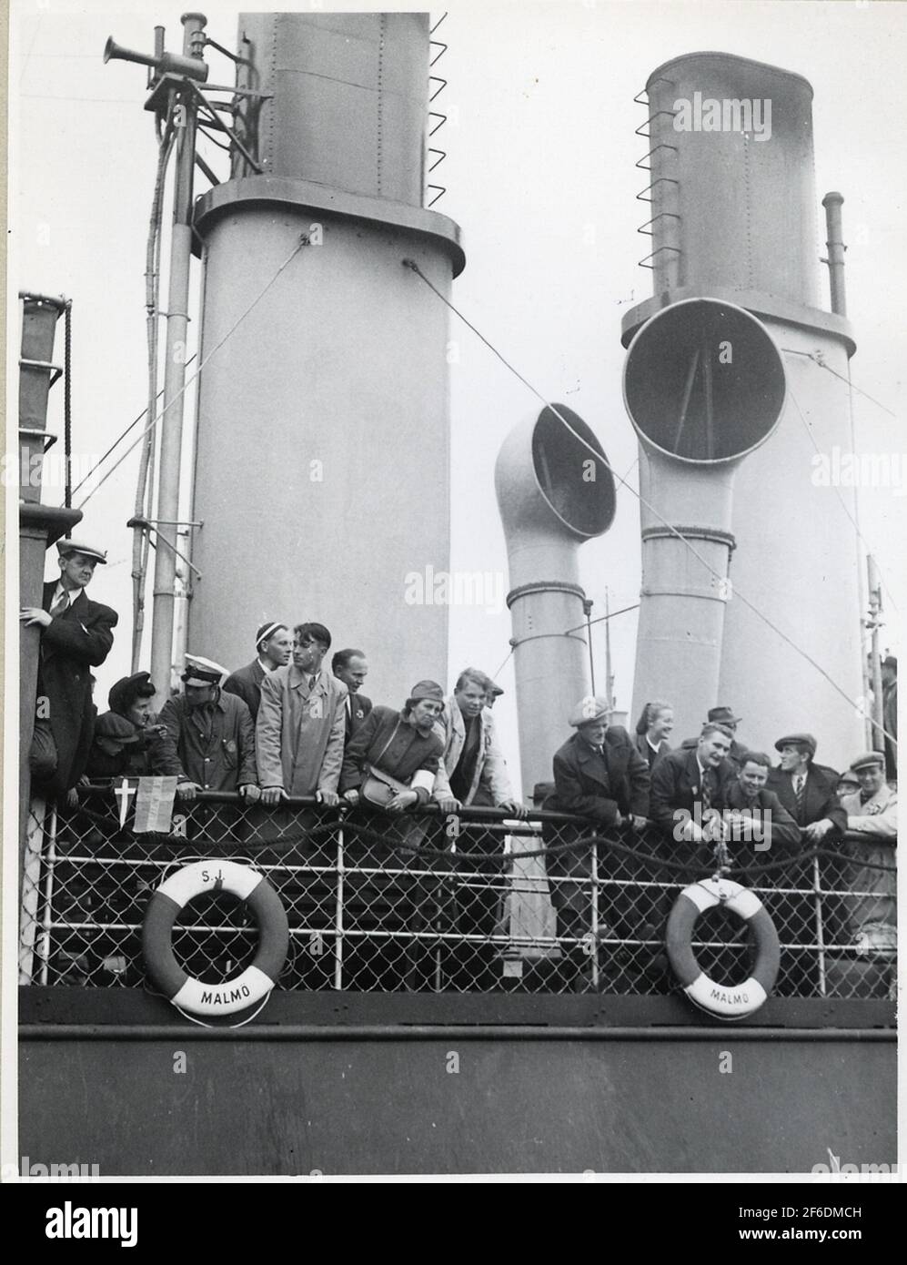 Danish refugees arrive Copenhagen on the train ferry "Malmö Stock Photo ...