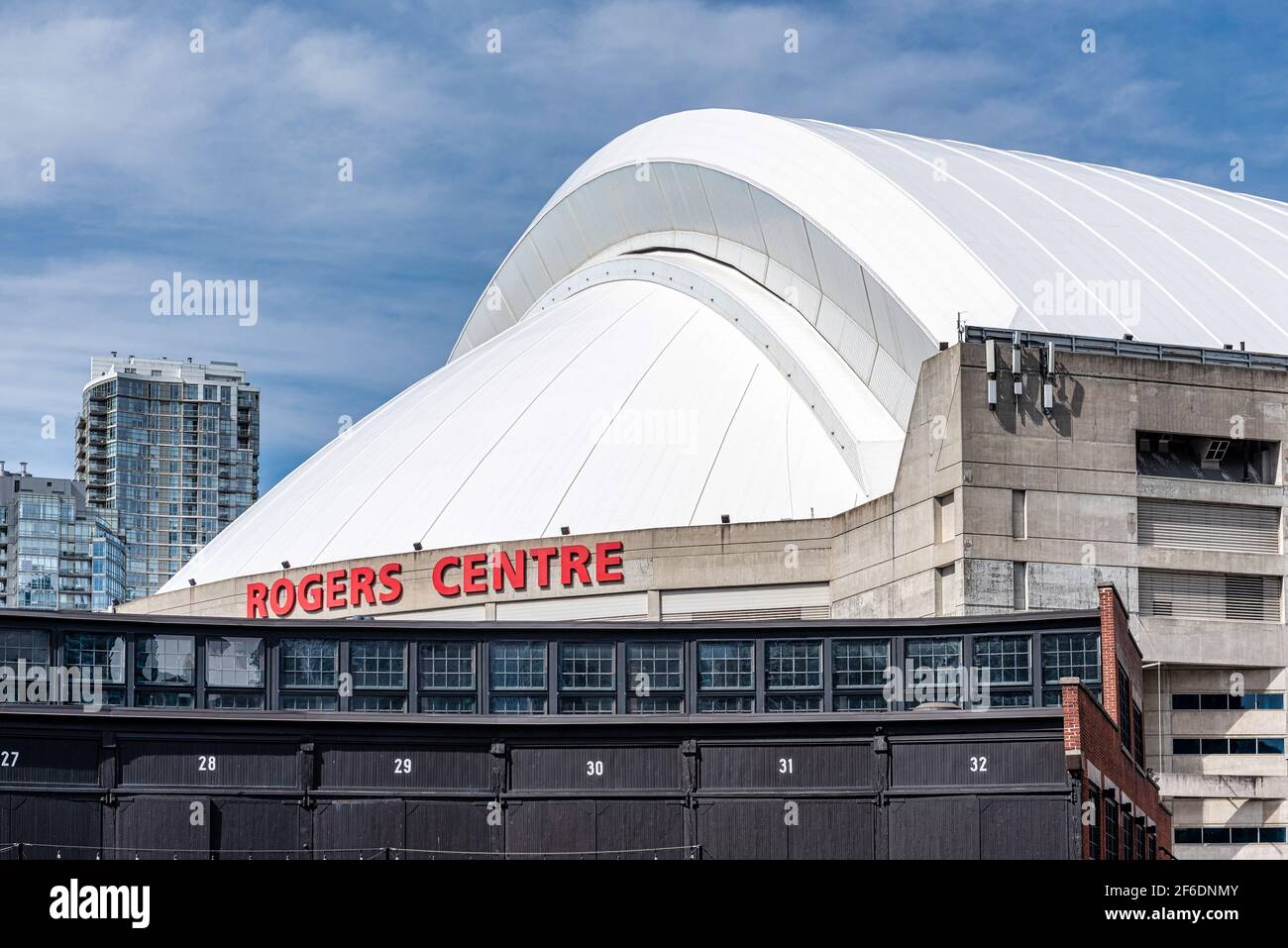 Rogers Centre sign in the home stadium of the Blue Jays baseball team ...