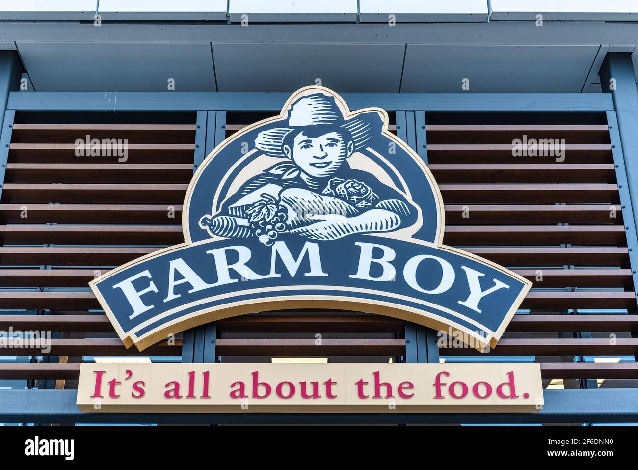 Sign or logo for the Farm Boy market recently opened in the downtown ...