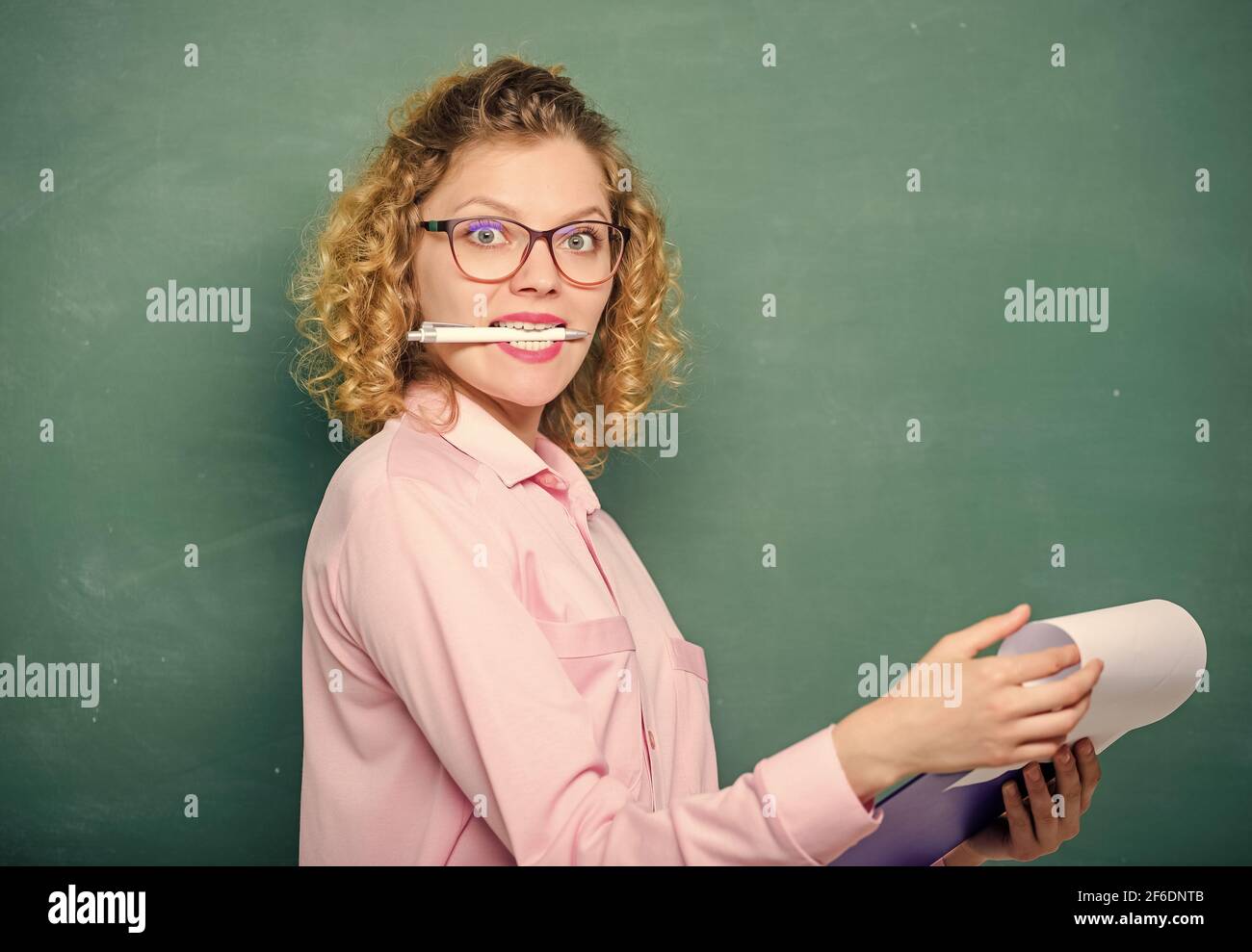 Back to school. Who is present today. Call roll concept. Woman school ...