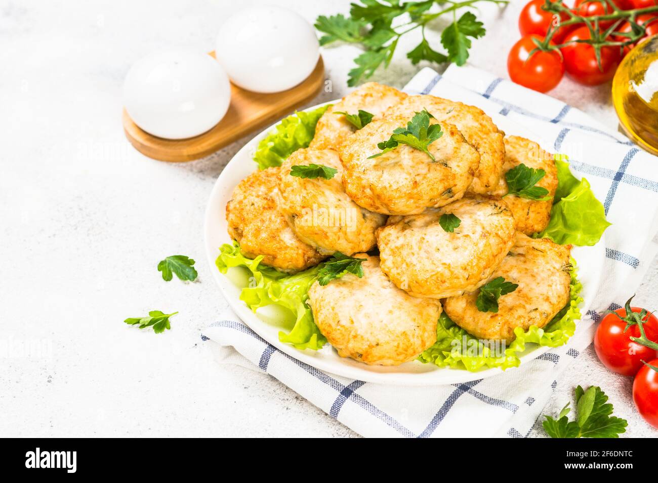 Chicken cutlet in the plate Stock Photo - Alamy