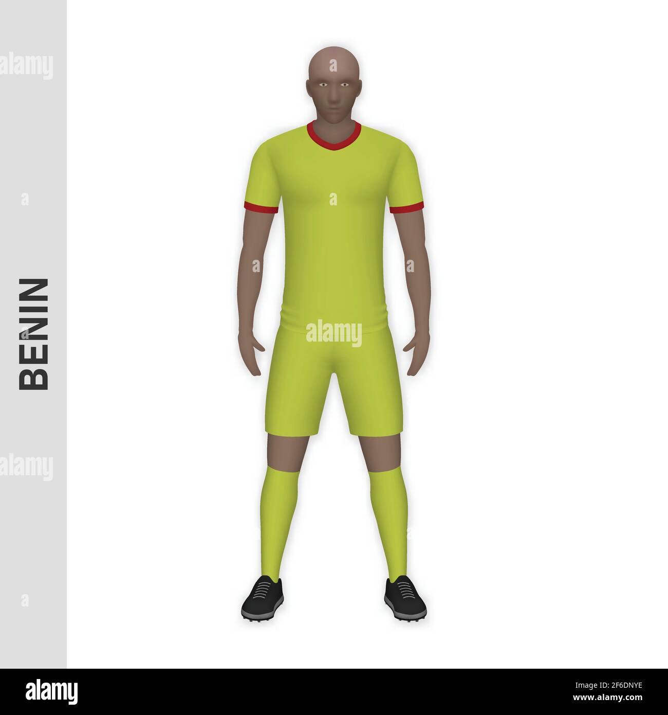 3D realistic soccer player mockup. Benin Football Team Kit template ...