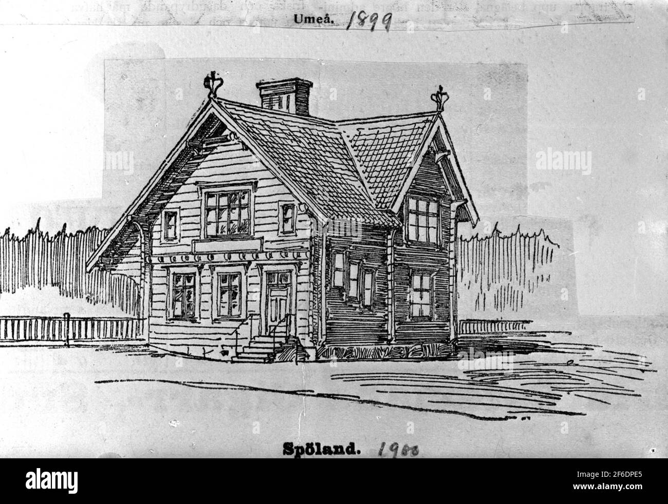 Drawing of Spöland Station 1900 Stock Photo - Alamy