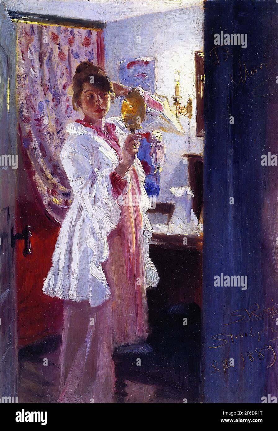 Peder Severin Krøye - Interior with Artist Wife Marie Peder Severin ...