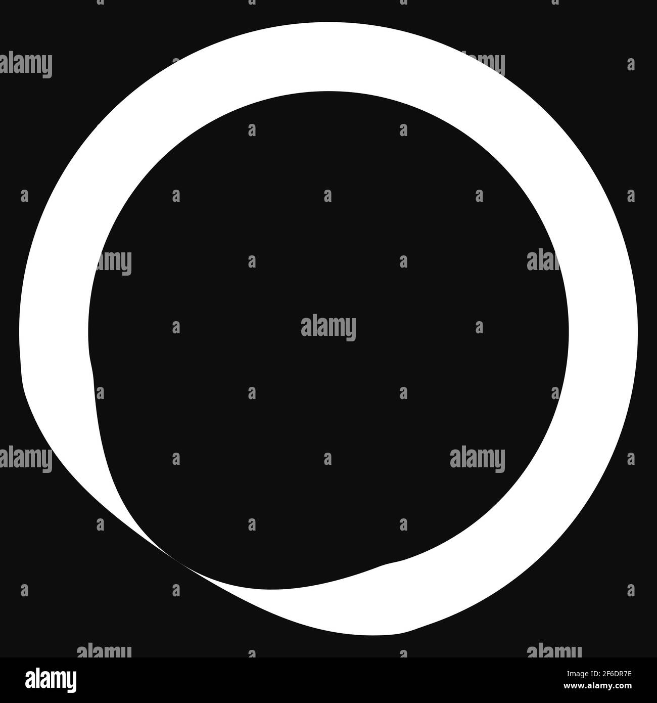 Irregular circle contour on black. Simple circlet, ring design element ...