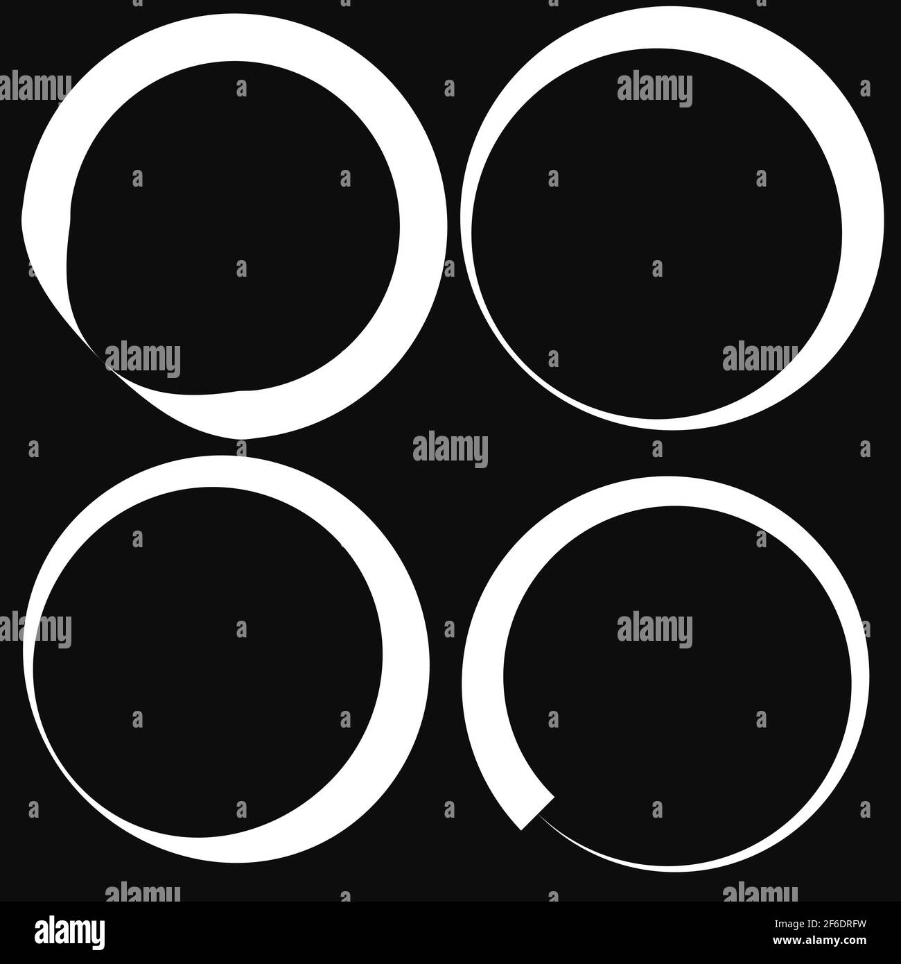 Irregular circle contour on black. Simple circlet, ring design element ...