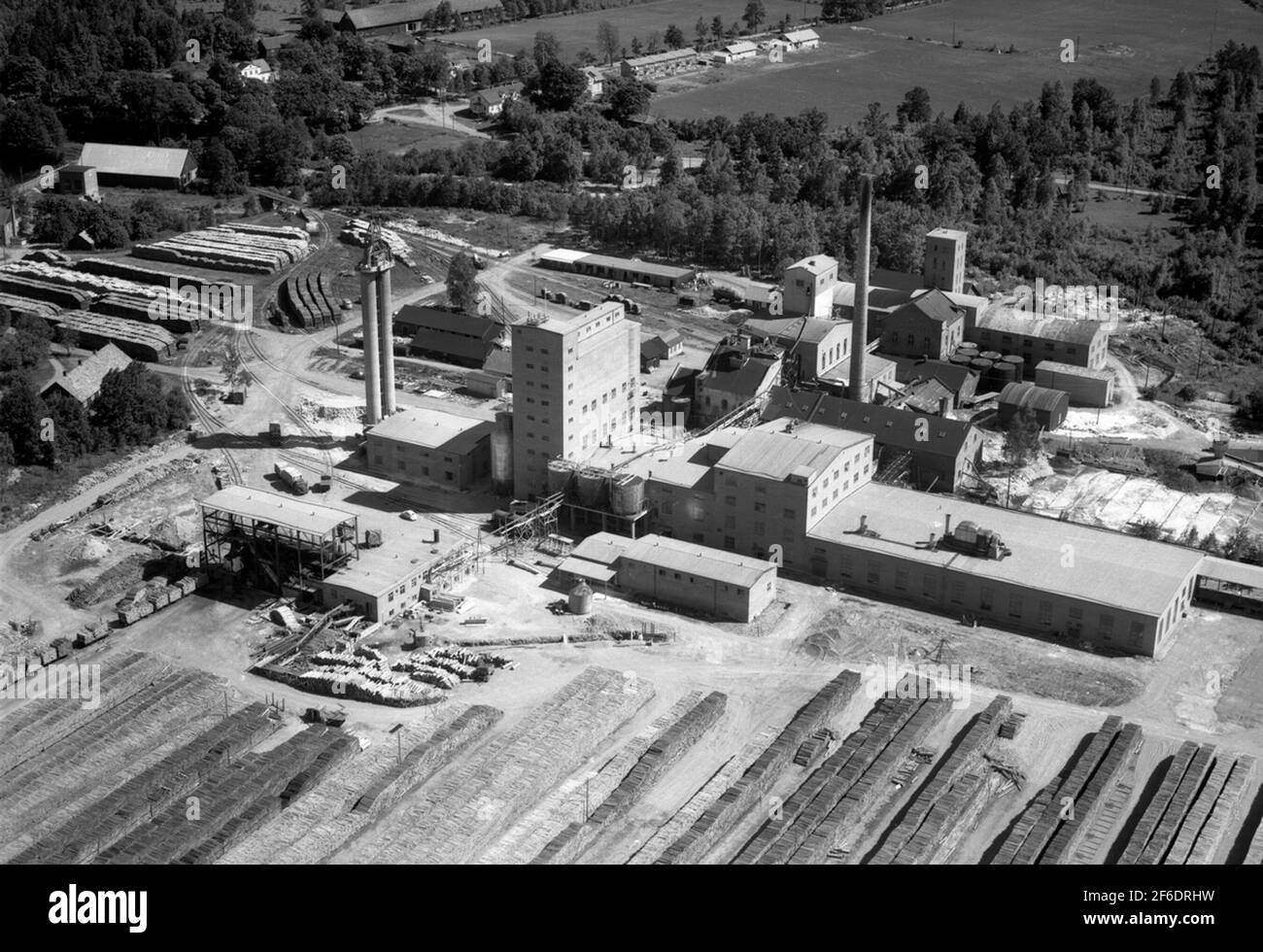 Aerial view industrial complex Black and White Stock Photos & Images ...