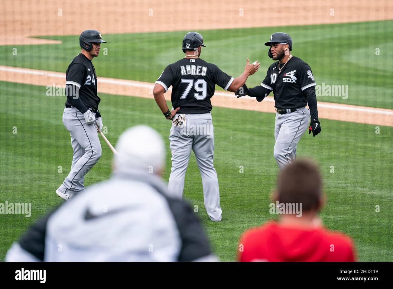 Chicago White Sox first baseman Jose Abreu (79) congratulates Chicago ...