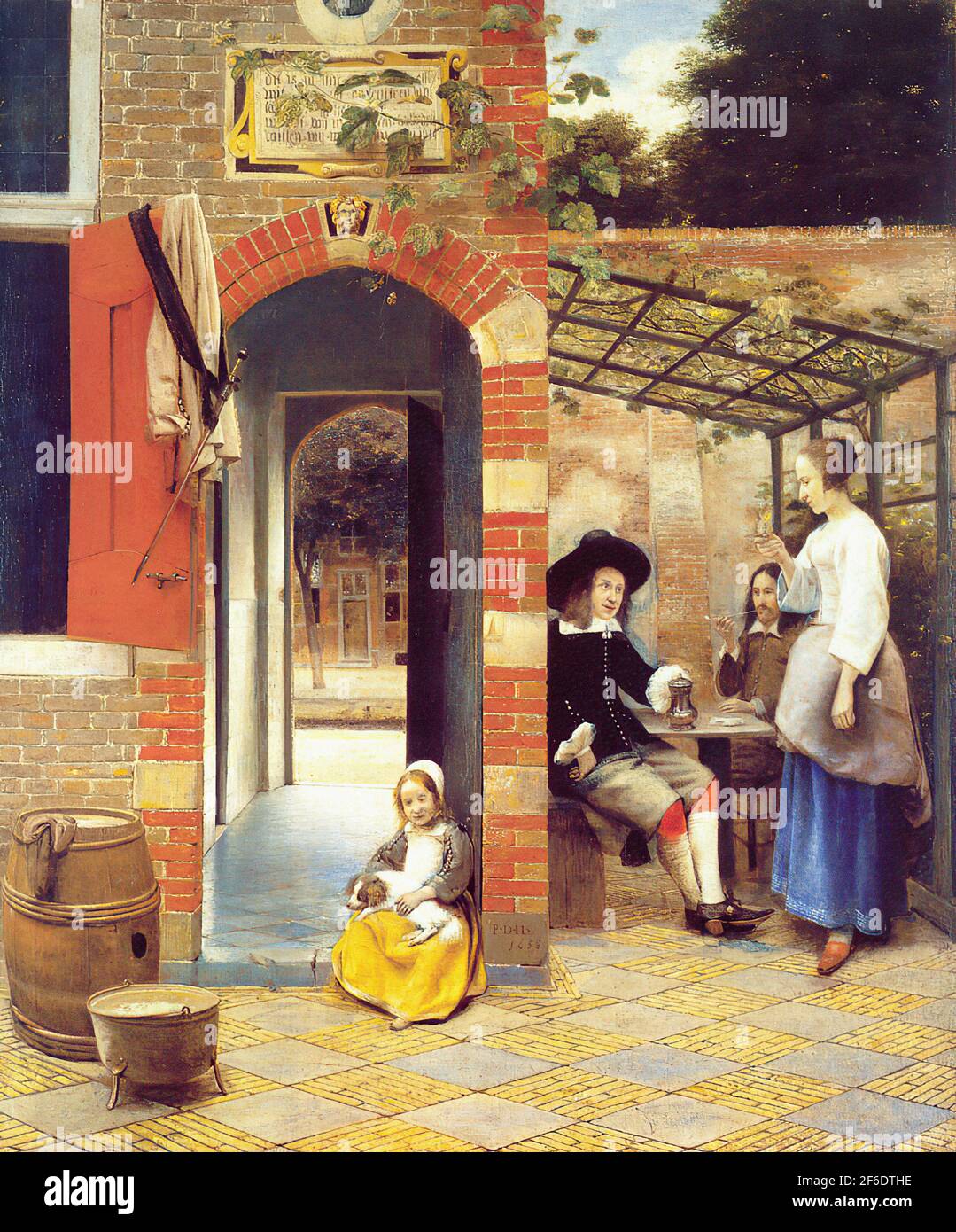 Pieter de Hooch - Figures Drinking Courtyard 1658 Stock Photo - Alamy