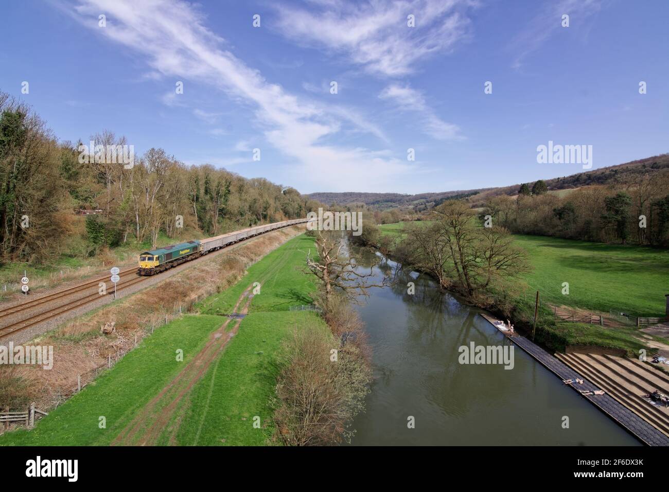 On the hottest March day since 1968, Class 66 66621 diesel Locomotive ...