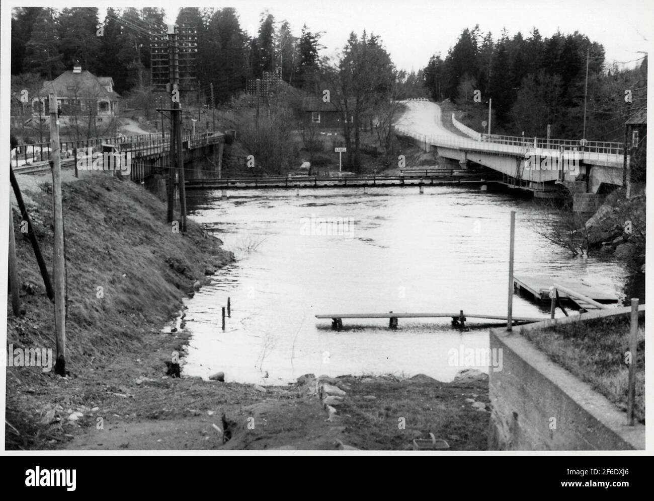 Swivel railway bridge and road bridge in the stem, on the route between ...
