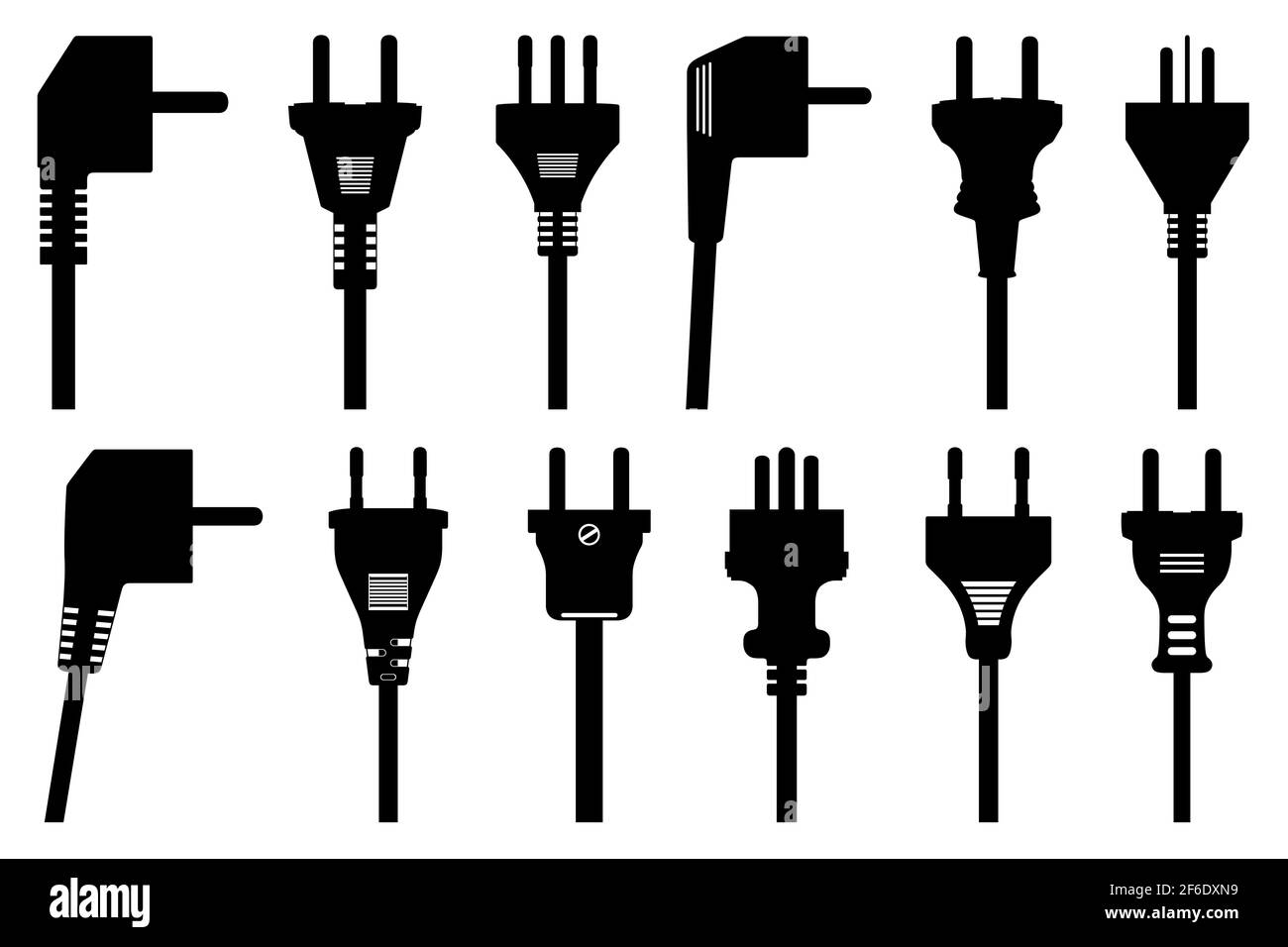 Collection of different plugs isolated on white Stock Photo - Alamy