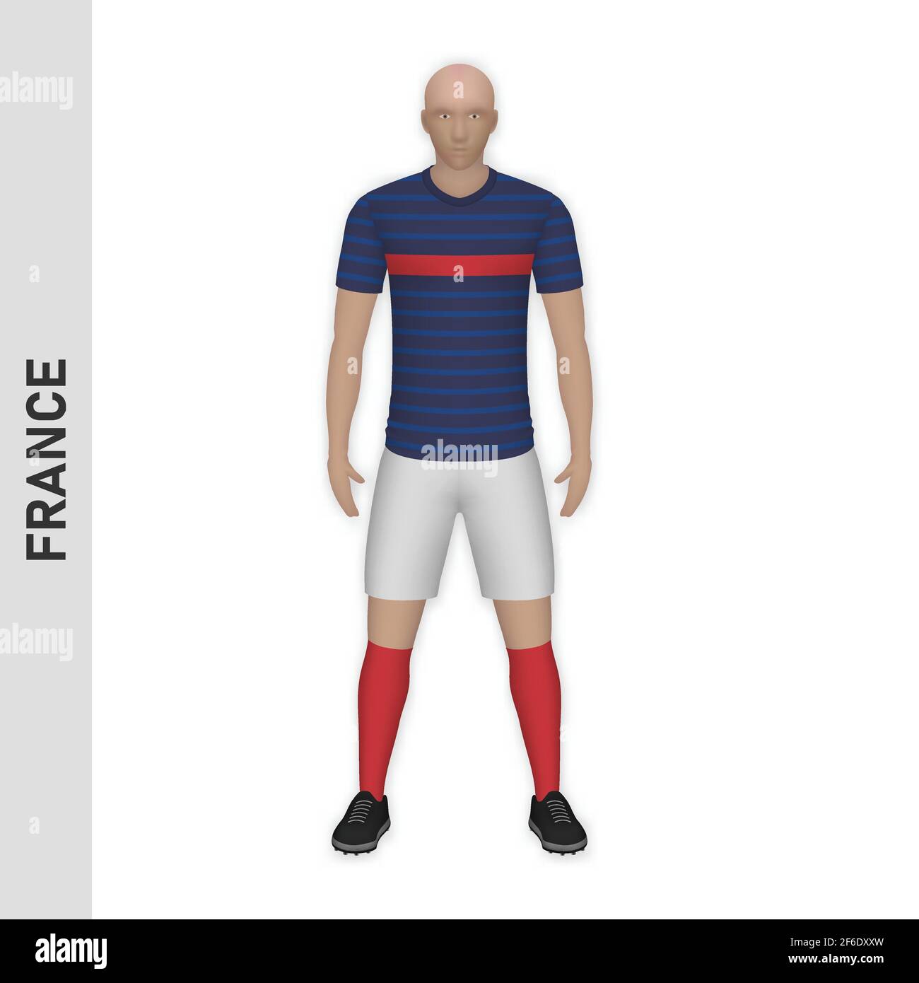 3D realistic soccer player mockup. France Football Team Kit template ...