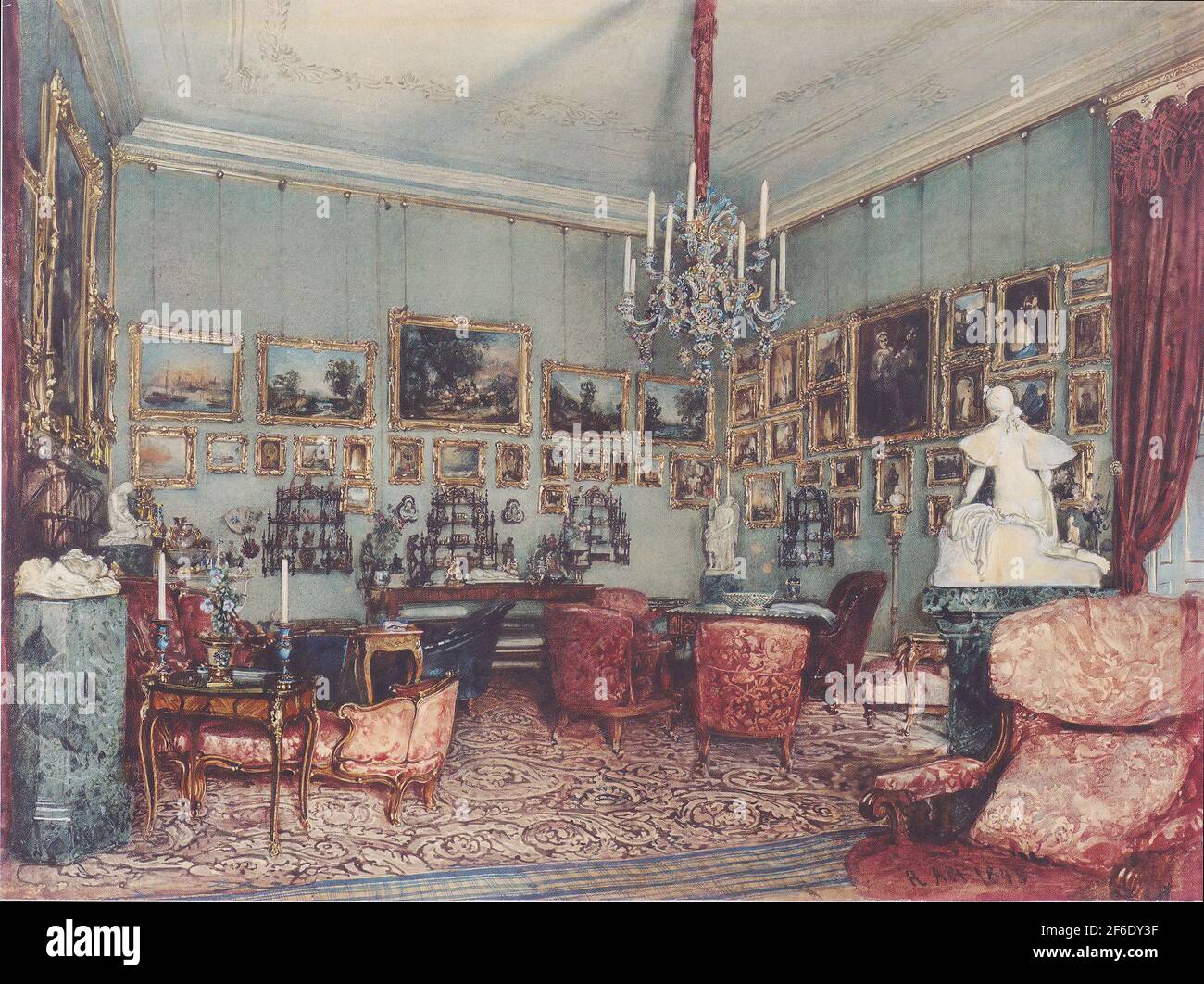 Rudolf Von Alt - Interior Palace Windischgratz Race Wien 1848 Stock ...