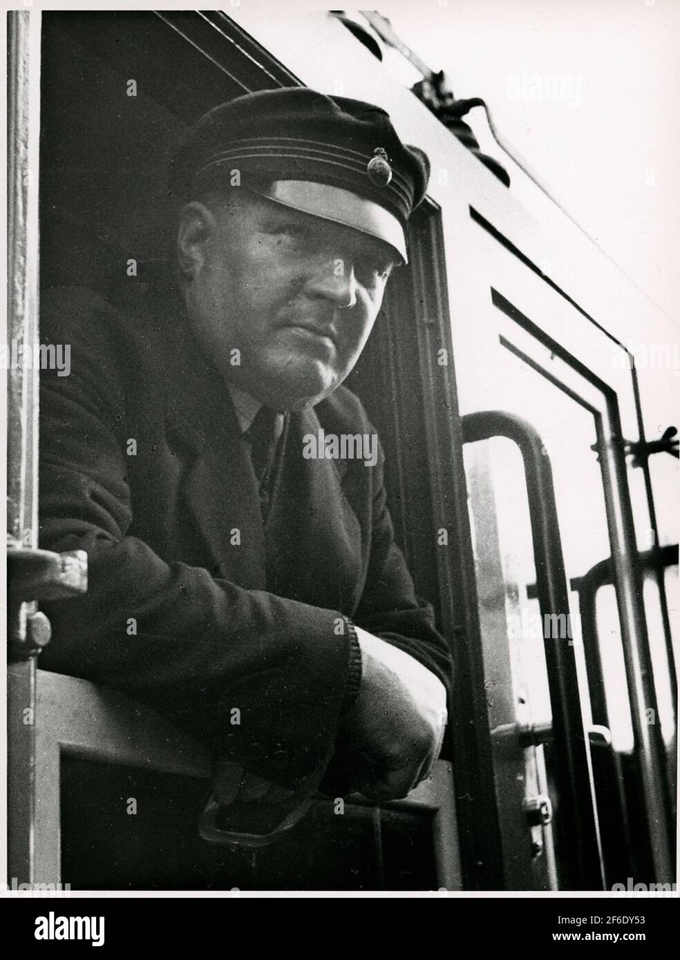 The train driver on the inauguration train for the electrification of ...