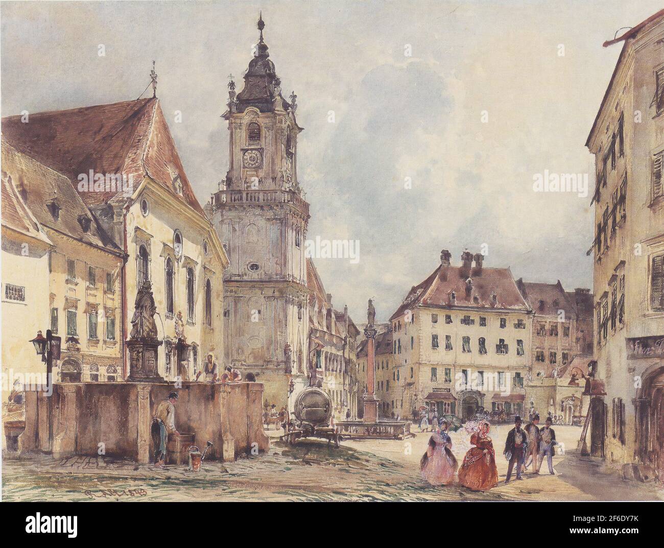 Rudolf Von Alt - Main Square Bratislav 1843 Stock Photo - Alamy