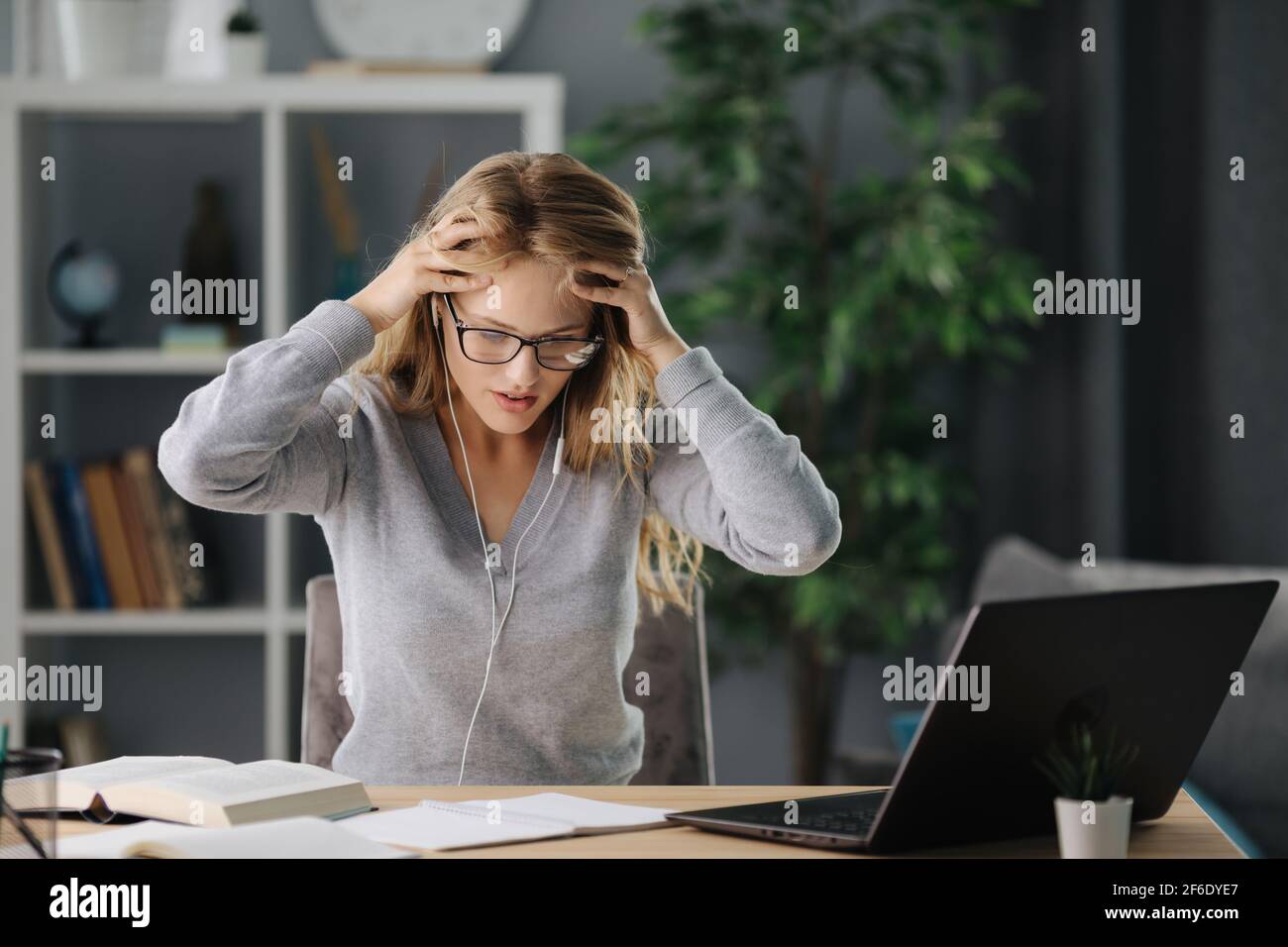 Excited woman computer home hi-res stock photography and images - Alamy