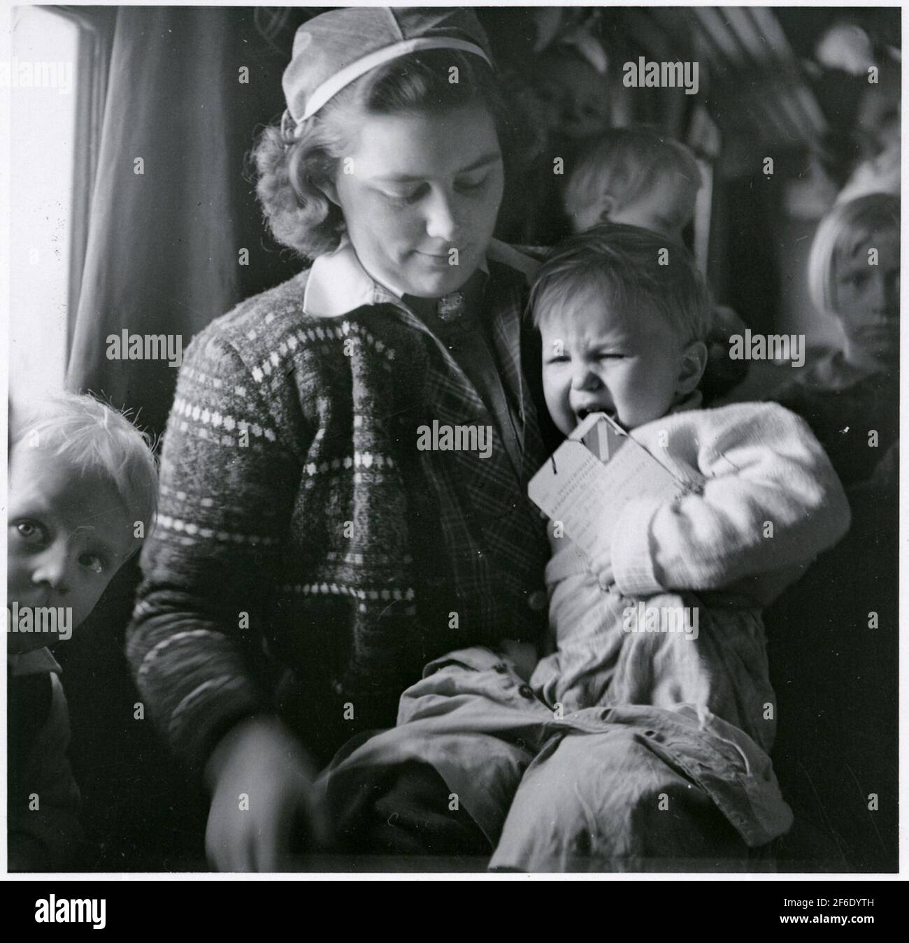 On board children's evacuation train from Finland, March 1944 Stock ...