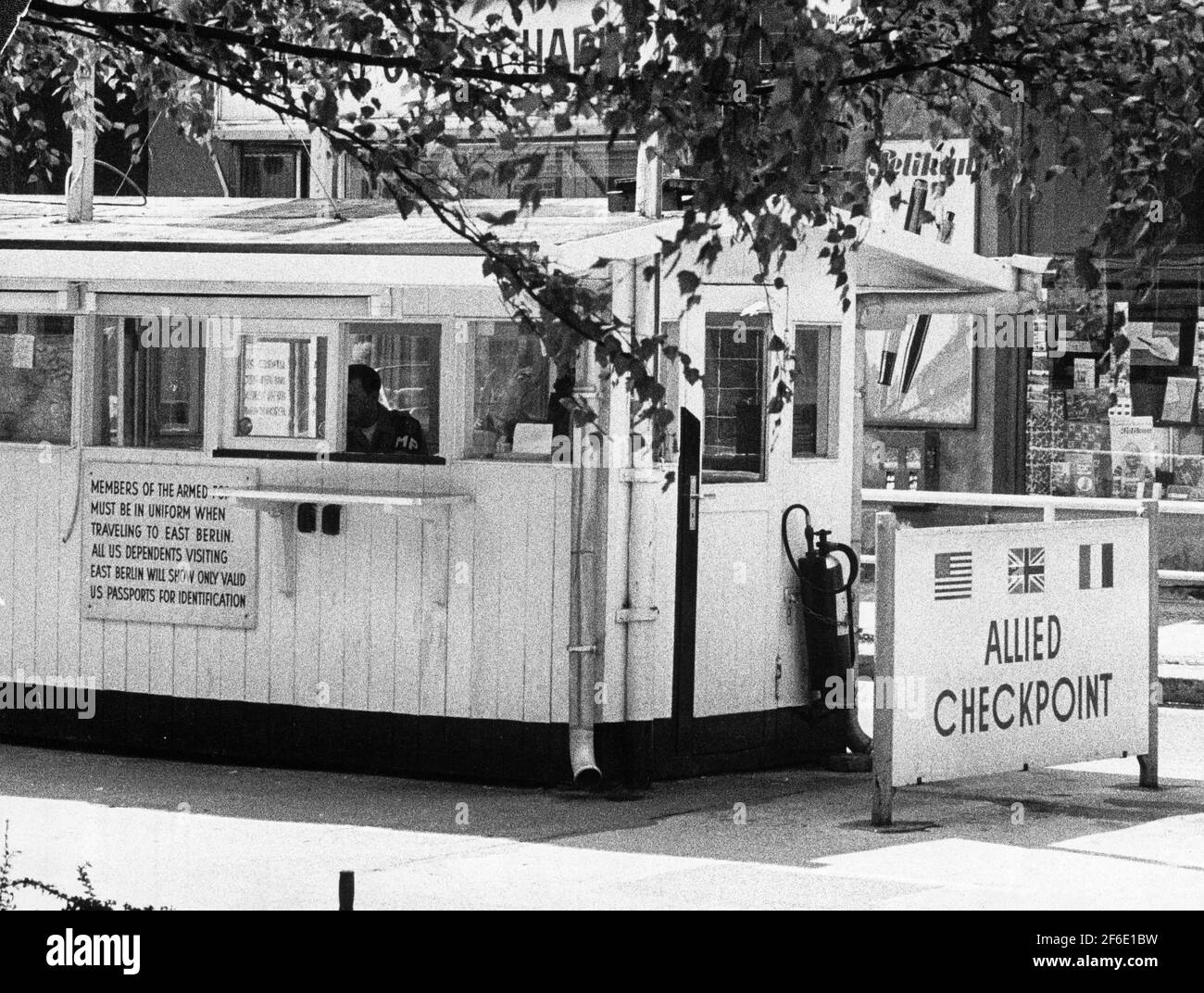 Checkpoint charlie border crossing of the berlin wall Black and White ...