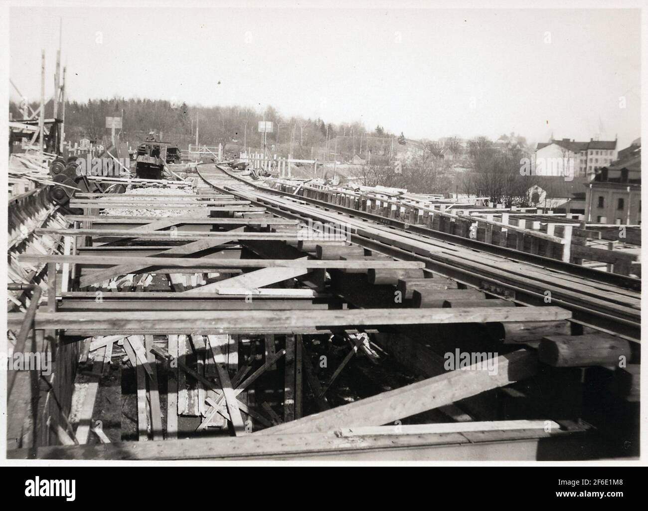 The railway track looked towards South, Stockholm, from the year stain ...