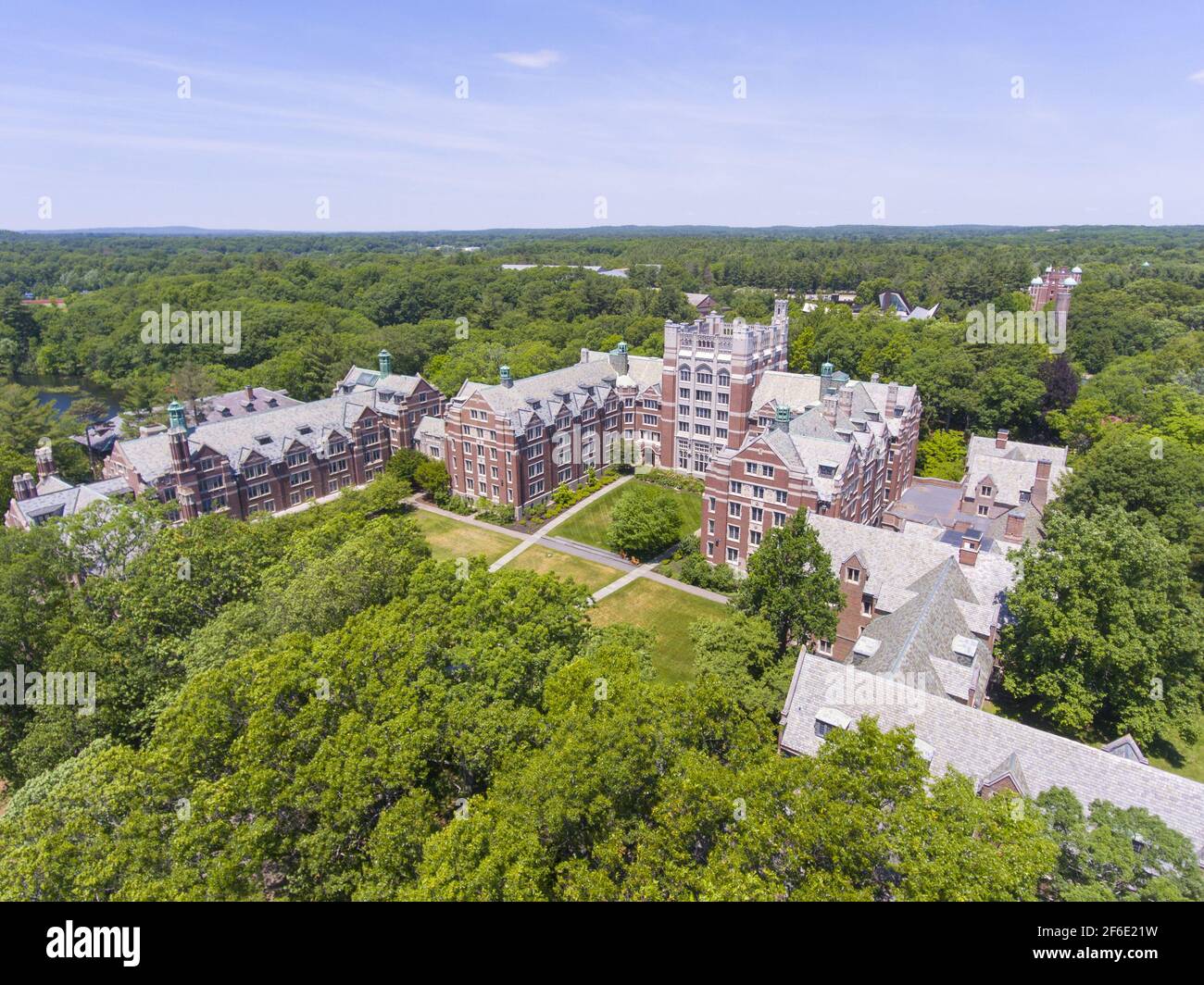 Aerial view of Wellesley College Tower Court in Wellesley, Massachusetts MA, USA Stock Photo - Alamy