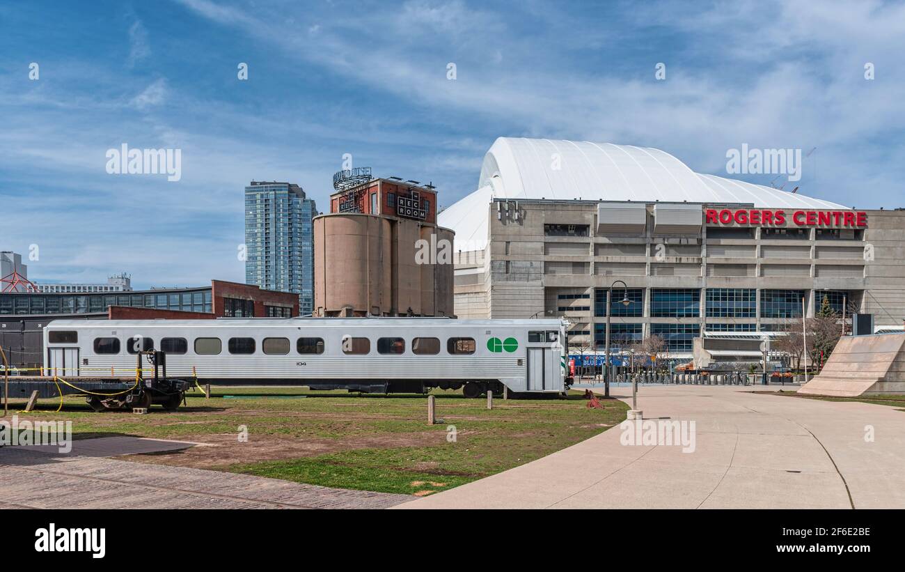 Empty Toronto Railway Museum with the Rogers Centre in the background ...