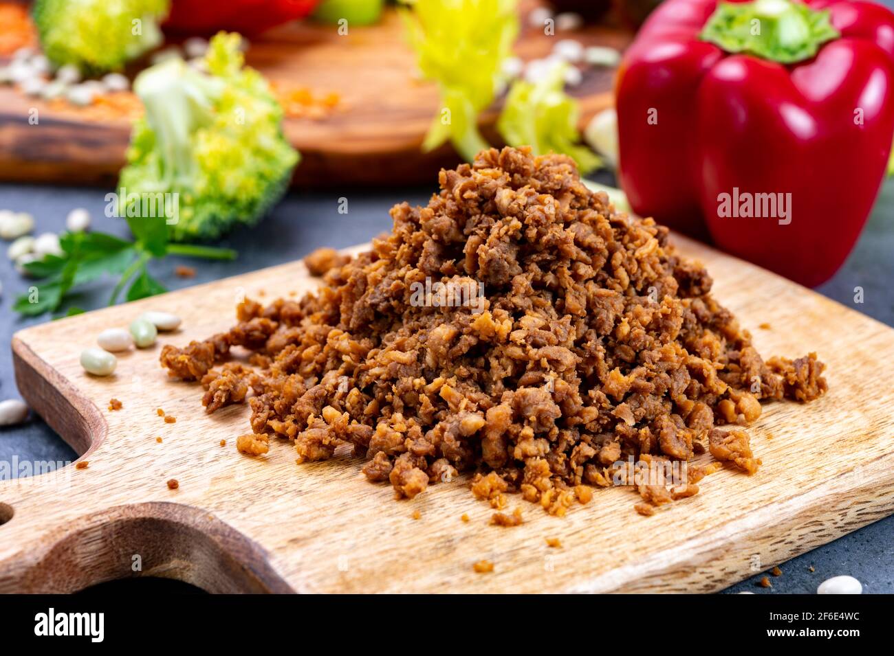 Vegetarian plant based imitation minced soya beans meat ready to eat ...