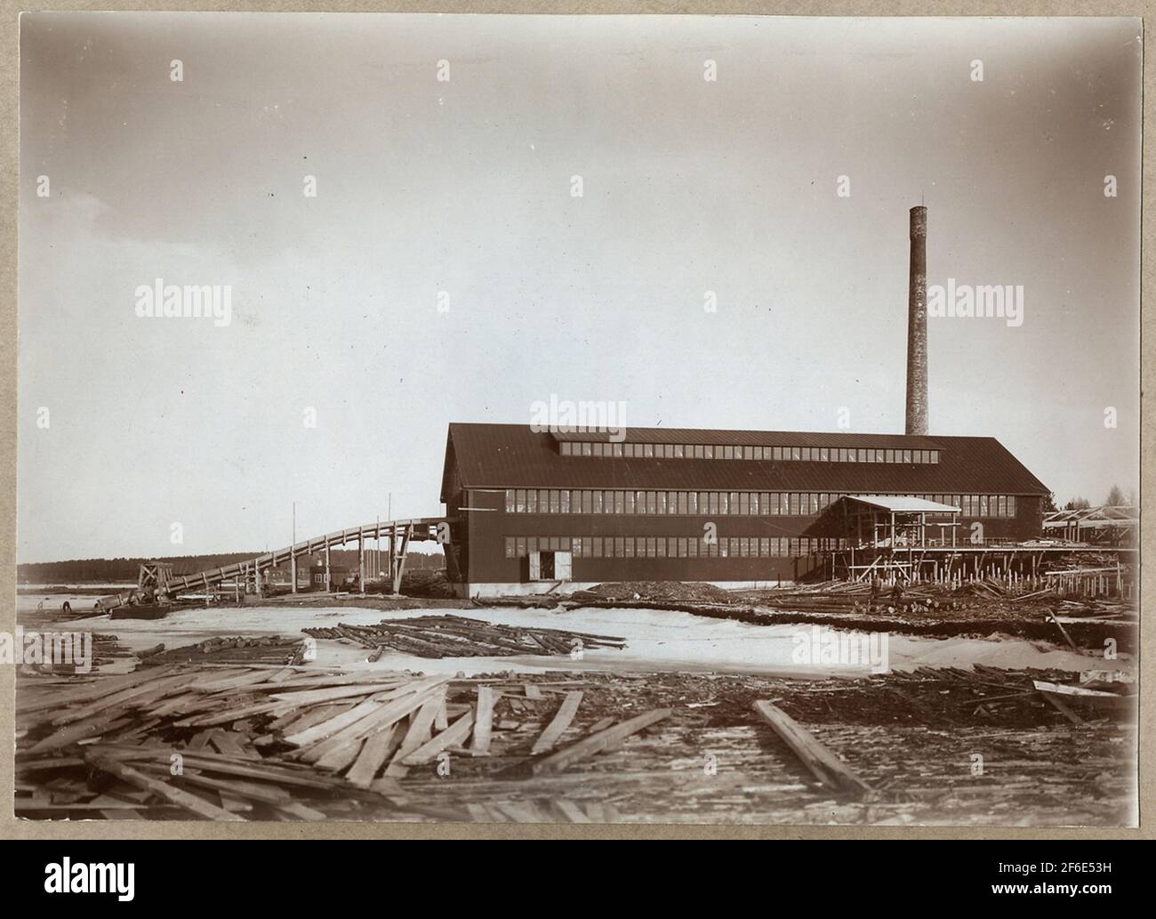 The state railway's grinding factory saw house with a timber game Stock ...
