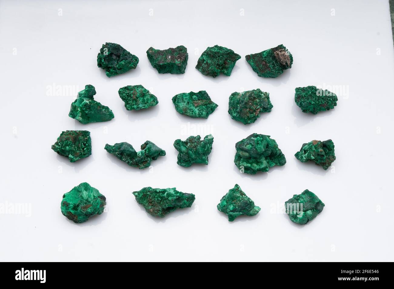 Natural gemstone green velvet malachite on white background Stock Photo ...