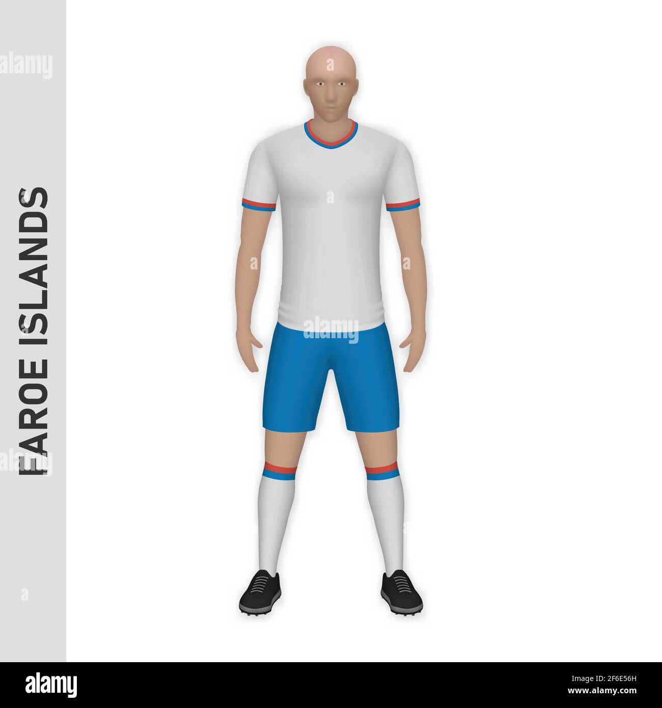 3D realistic soccer player mockup. Faroe Islands Football Team Kit ...