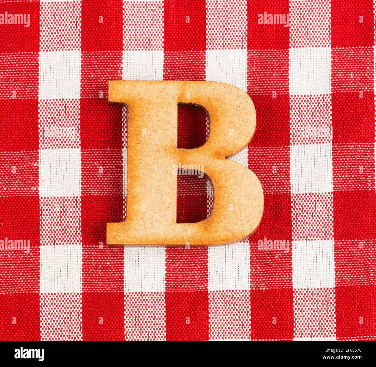 Letter B of the alphabet - Red checkered fabric tablecloth Stock Photo ...
