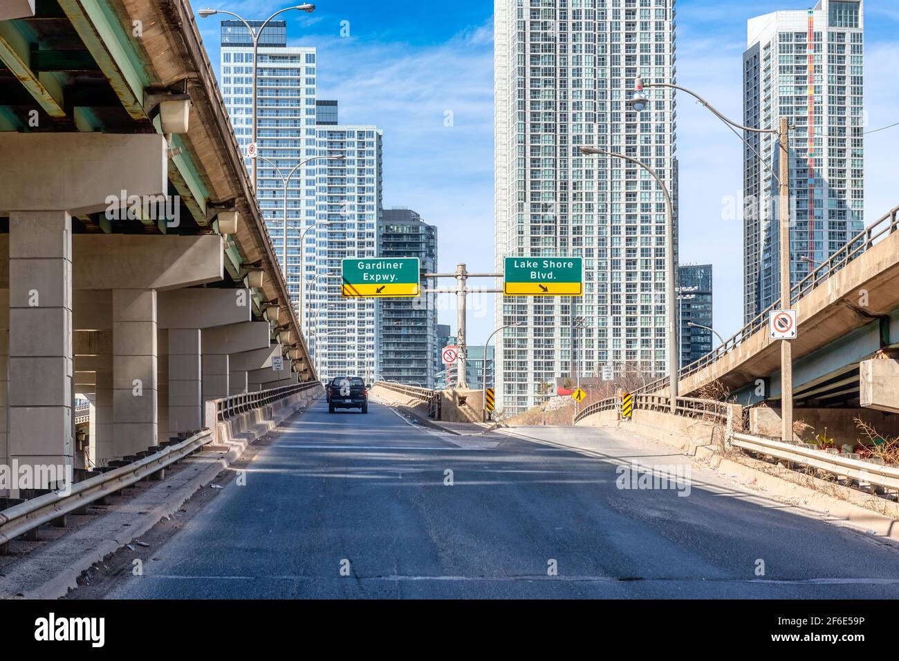 An adjacent street below the Gardiner Expressway in the downtown ...